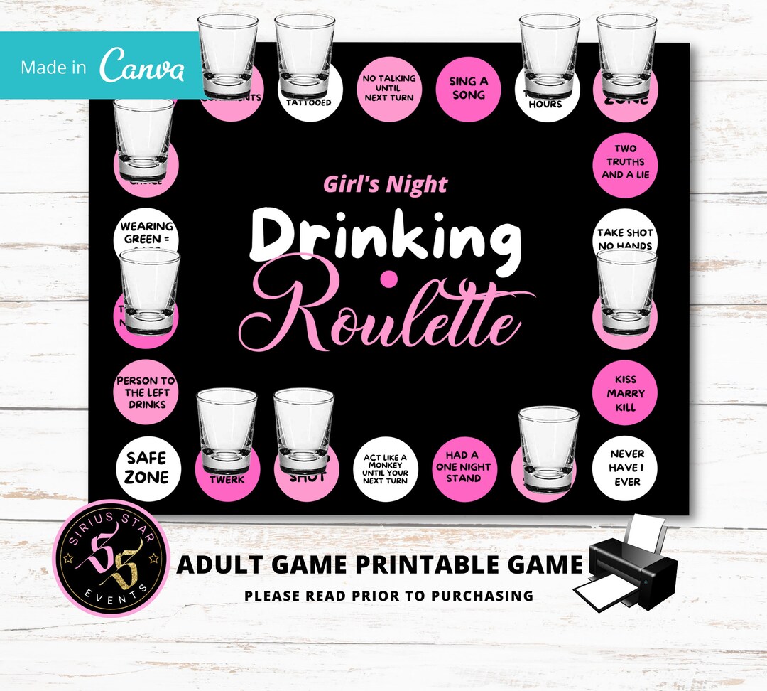 Drinking Roulette Game, Bachelorette Game, Game Night, Girls Night ...