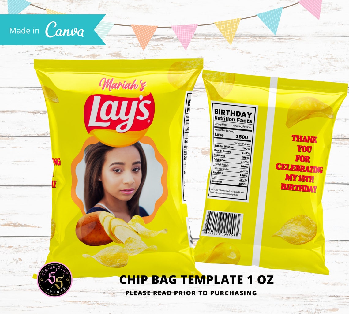 Custom Chip Bags Chip Custom Bag Personalized Lays Bag Party - Etsy