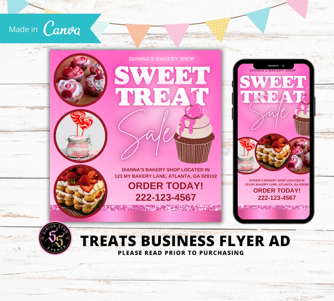 Sweet Treat Flyer Template Bakery Business Sweets Business - Etsy