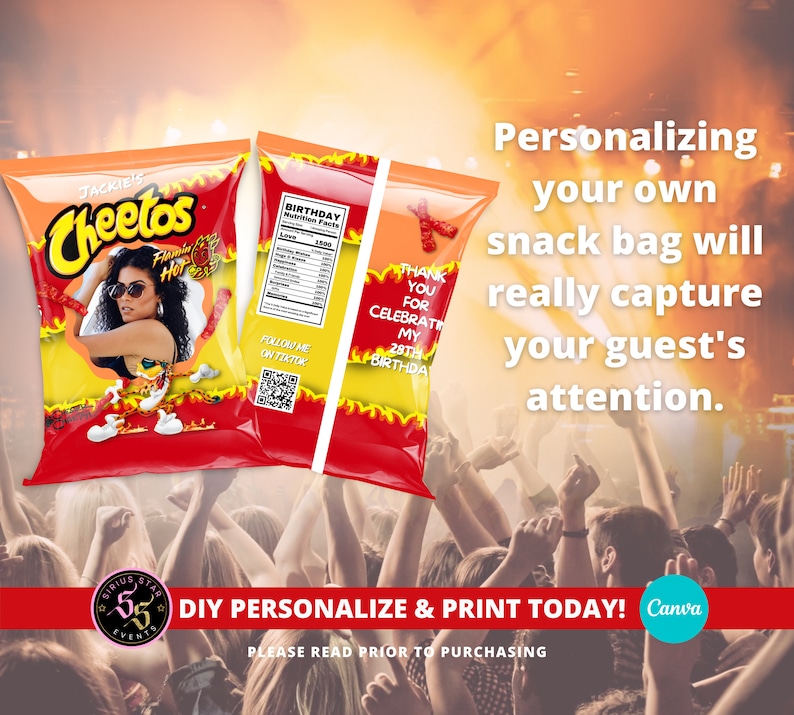 Custom Chip Bags,custom Chip Bag, Personalized Cheeto Bag, Party Favor ...