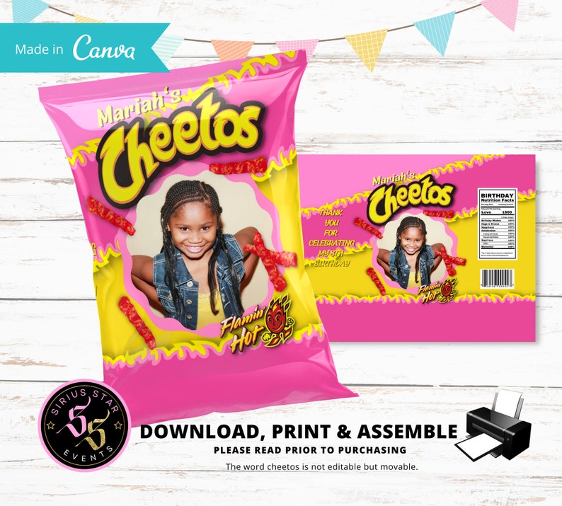 Custom Chip Bags, Cheeto Custom Bag, Personalized Cheeto Bag, Party ...