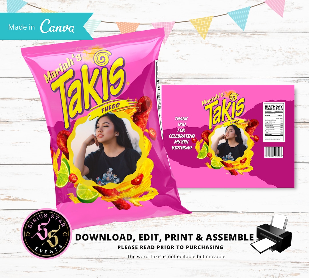 Custom Chip Bags, Taki Custom Bag, Personalized Taki Bag, Party Favor ...