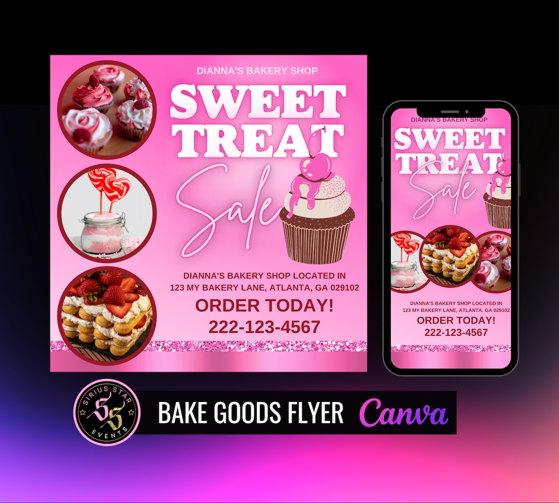 Sweet Treat Flyer Template Bakery Business Sweets Business - Etsy