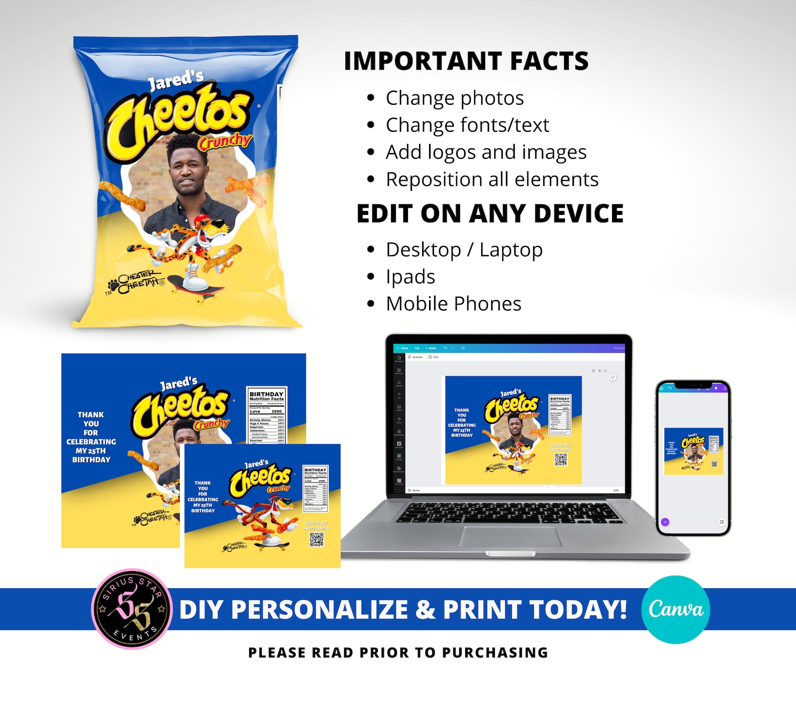 Custom Chip Bags, Cheetos Custom Bag, Personalized Cheetos Bag, Party ...