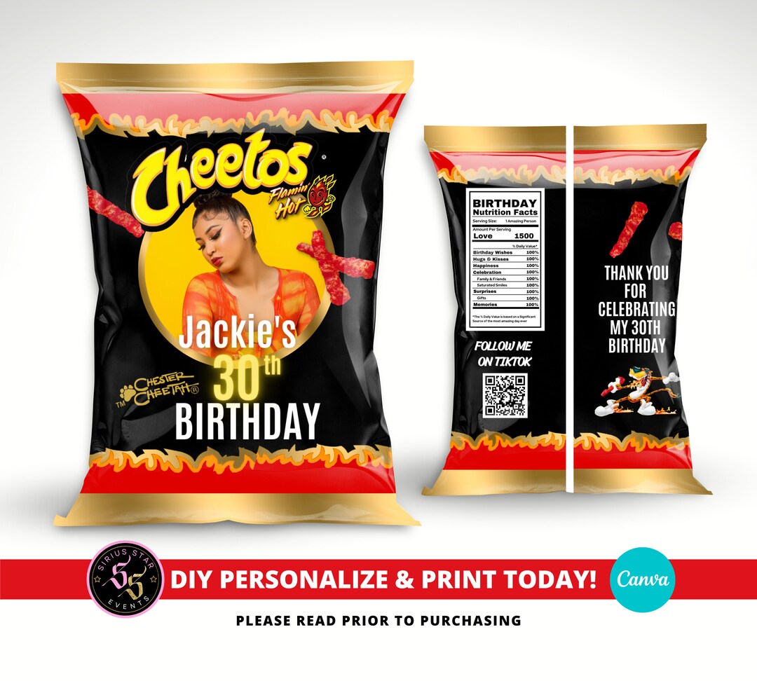 Custom Chip Bags, Cheetos Custom Bag, Personalized Cheetos Bag, Party ...