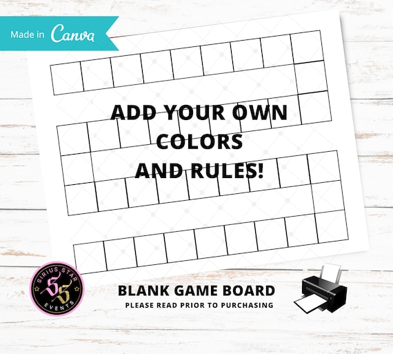 Blank Game Board Kids Game Board Adult Game Board Canva - Etsy