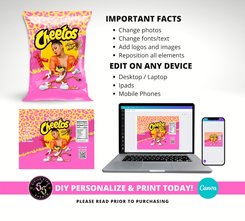 Custom Chip Bags, Cheetos Custom Bag, Personalized Cheetos Bag, Party ...