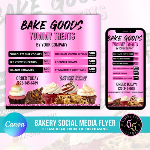 Sweet Treat Flyer Template Bakery Business Sweets Business - Etsy
