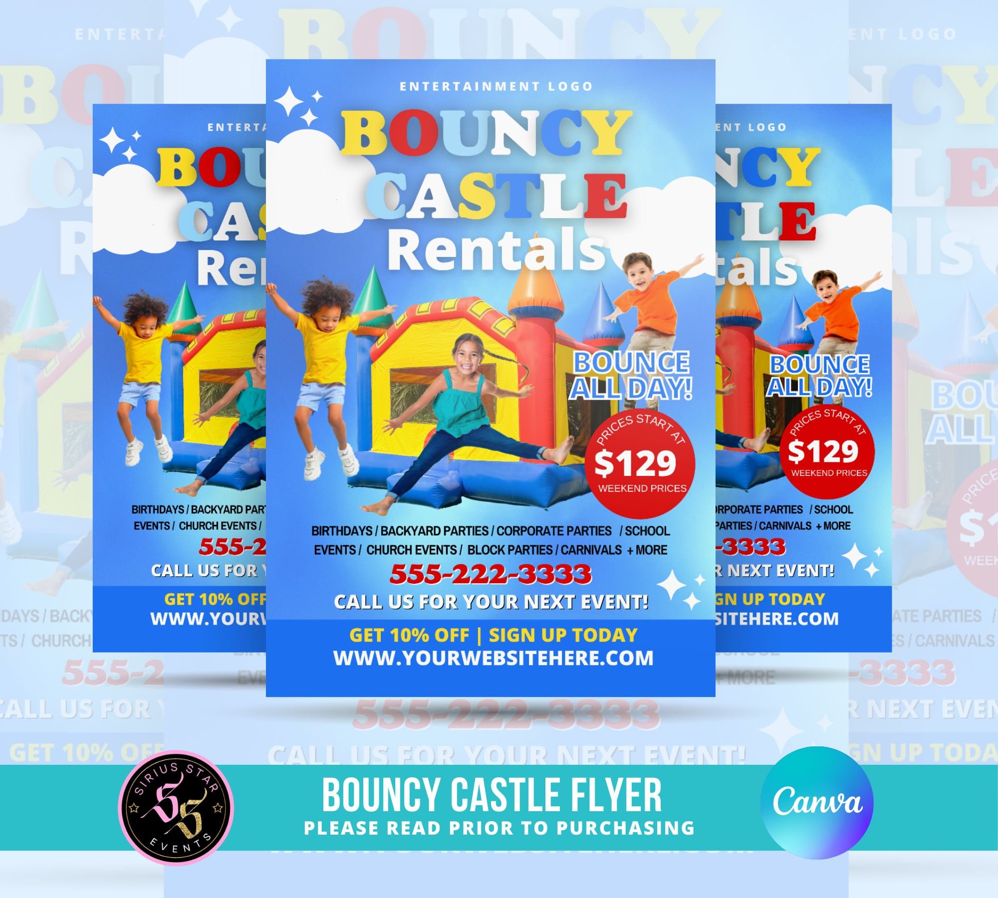 Bouncy House Flyer, Moon Bounce Flyer, Party Flyer, Moon Bounce ...