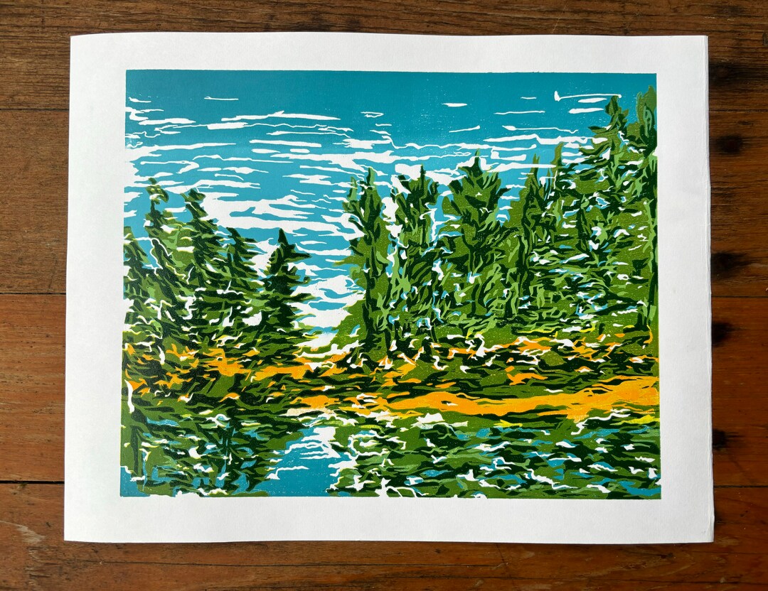 Kitch Iti Kipi - Woodcut - Woodblock Reduction Print - Michigan Upper ...