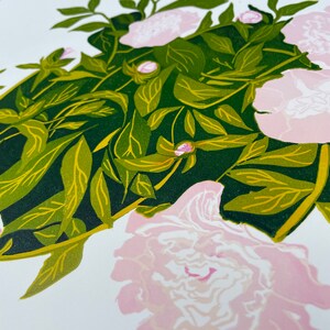 Peonies Linocut Print: Botanical Floral Art, Limited Edition - Etsy