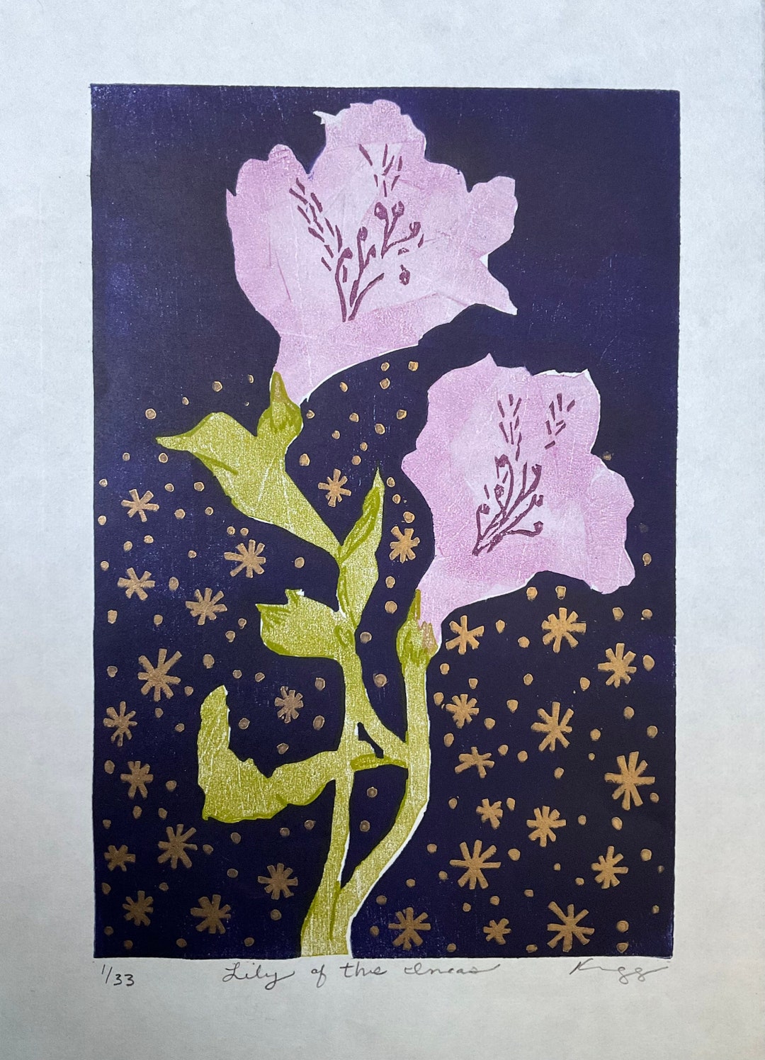 Lily of the Incas - Woodcut - Fine Art Print - Woodblock Print ...