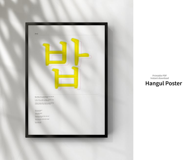 Hangul Korean Alphabet Korean Poster Korean Consonants and | Etsy