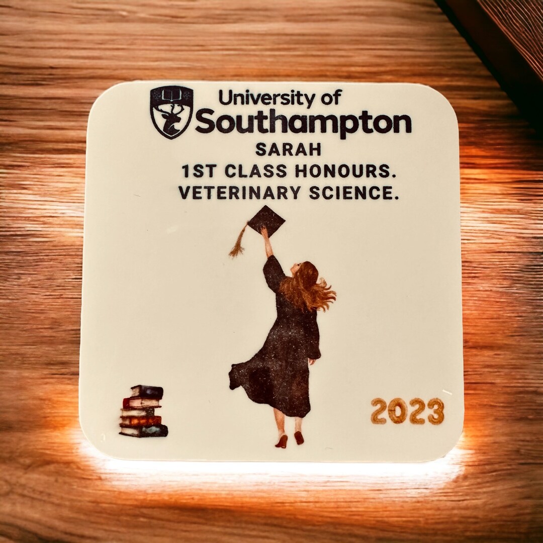 Graduation Gift Wooden Personalised Coaster. Complete With University ...
