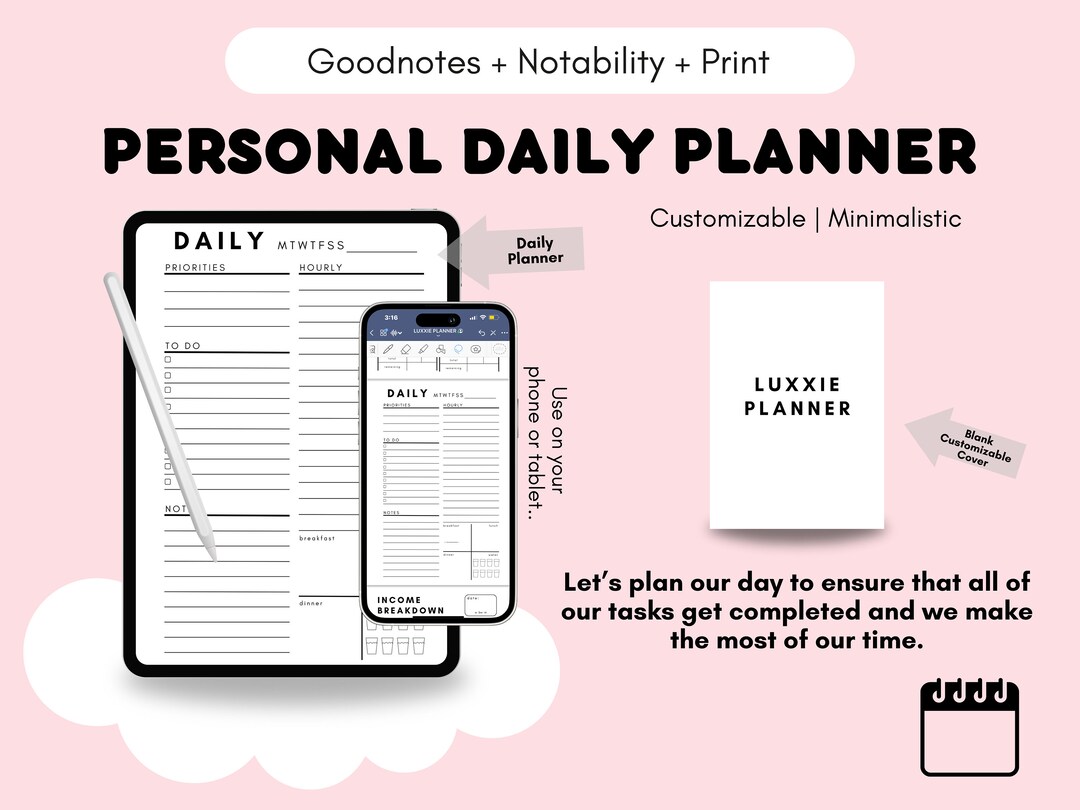 Personal Daily Planner/digital Planner/pdf Editable Daily Planner ...