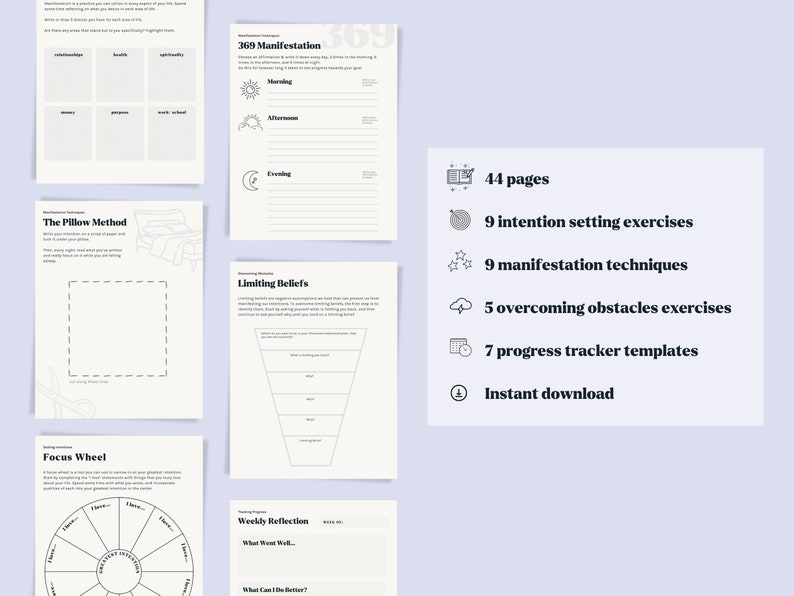 Digital Manifestation Journal and Planner 44 Page Digital PDF Printable ...