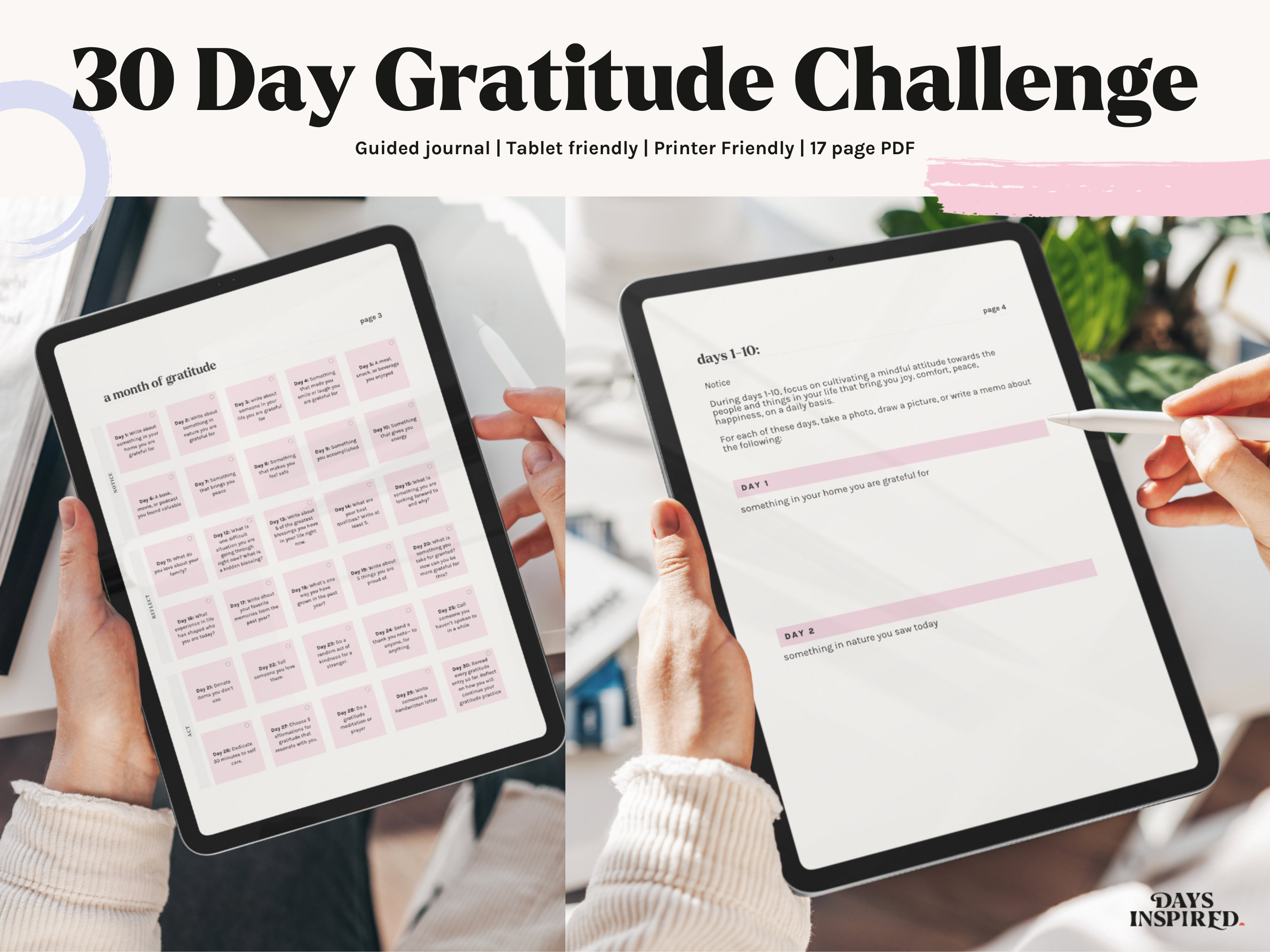 Gratitude 30 Day Challenge Guided Gratitude Journal Digital Download ...