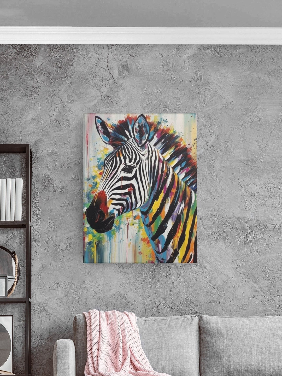 Abstract Zebra Painting in Palette Knife Style Stretched Canvas Print ...