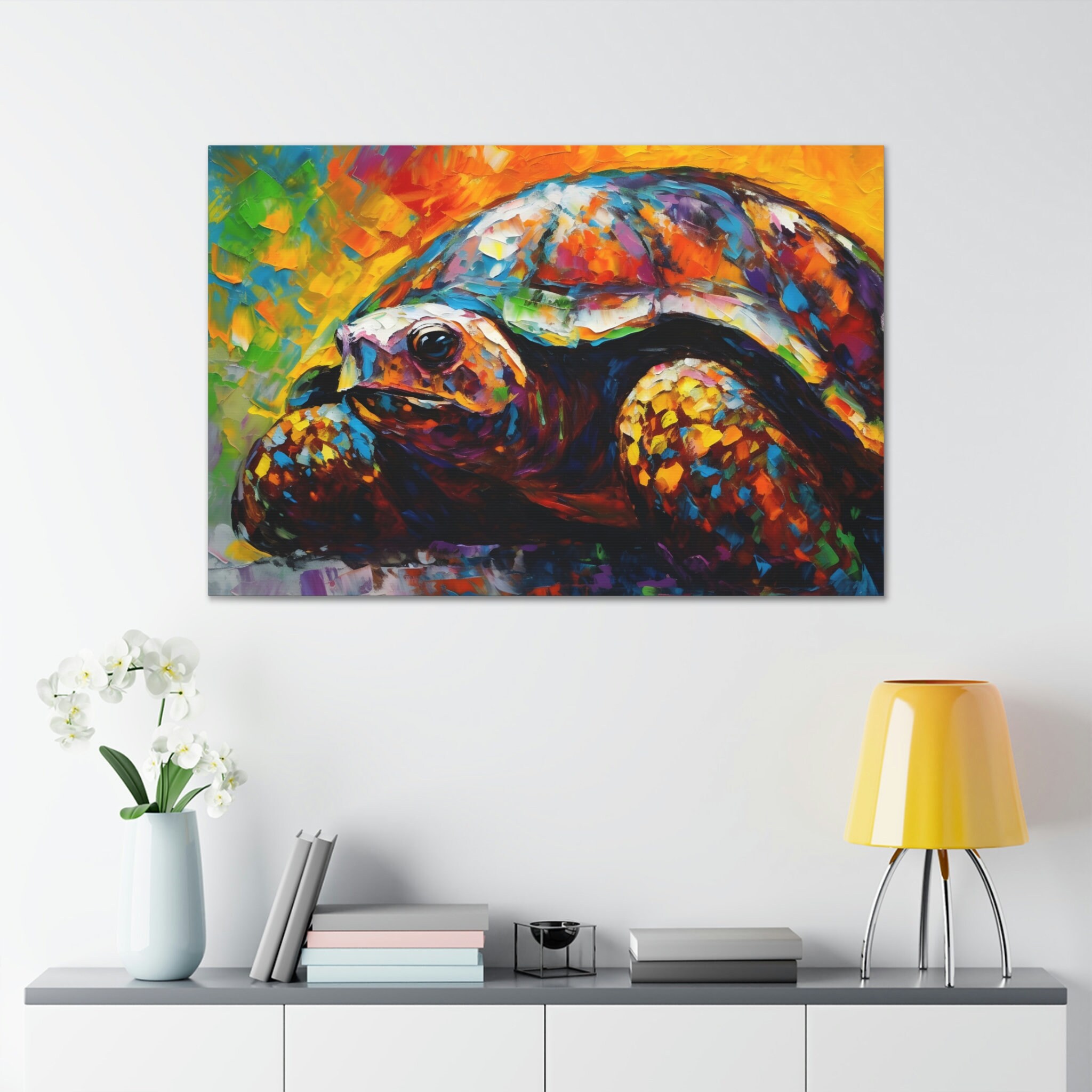 Abstract Tortoise Painting in Palette Knife Style Stretched Canvas ...