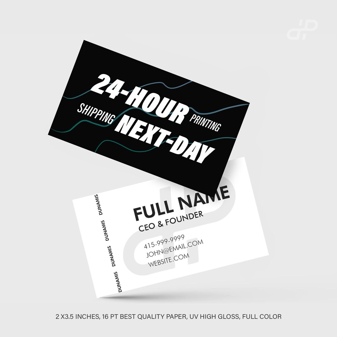 24-hour Next-day Shipping Business Cards, 2x3.5, UV High Gloss, Full ...