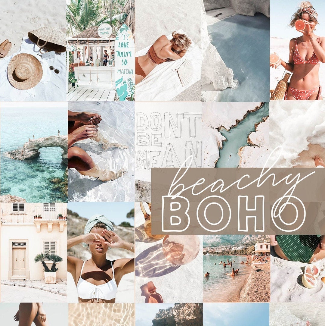Modern Boho Collage Kit Wall Decor, Beach Aesthetic Room Decor Boho ...