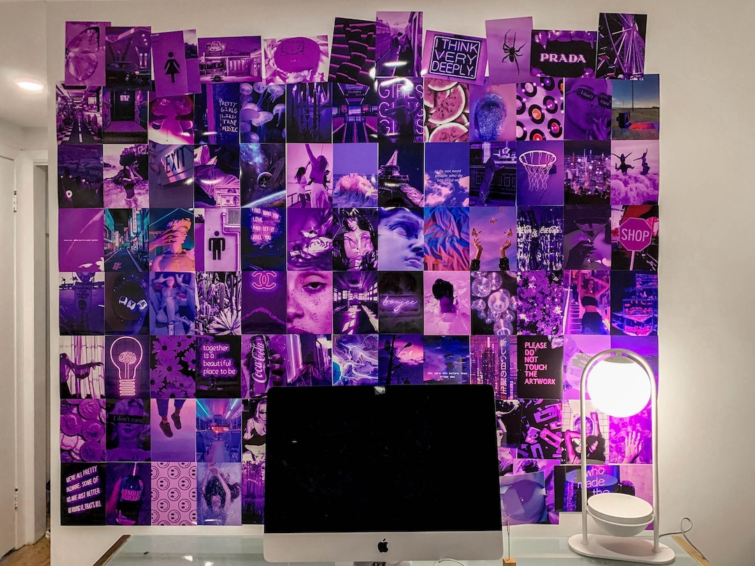 Neon Purple Wall Collage Kit, Dorm Collage Kit VSCO Collage, Room Decor ...
