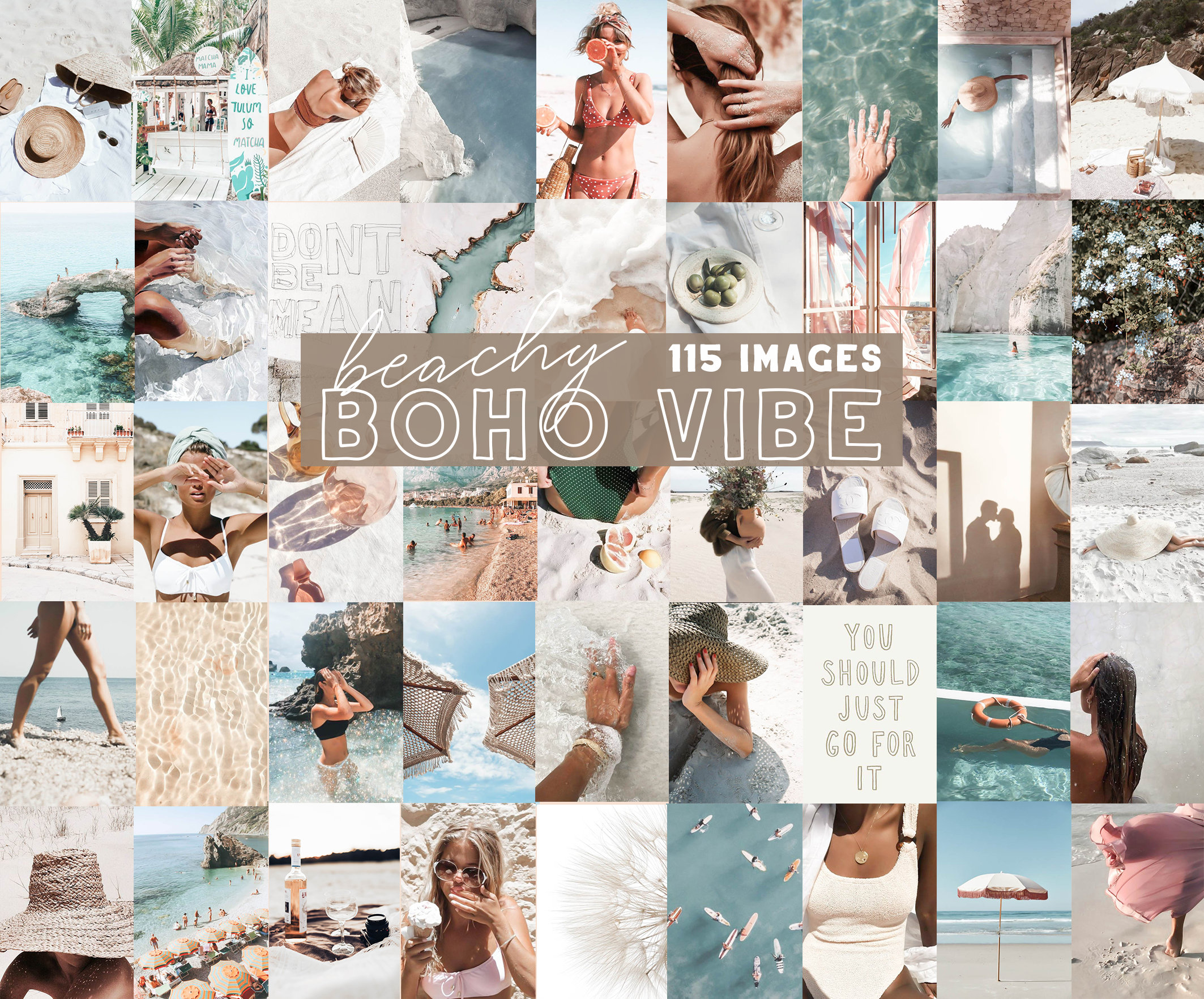 115 Photo Collage Kit Boho Beach Aesthetic, Soft Neutral Beige ...