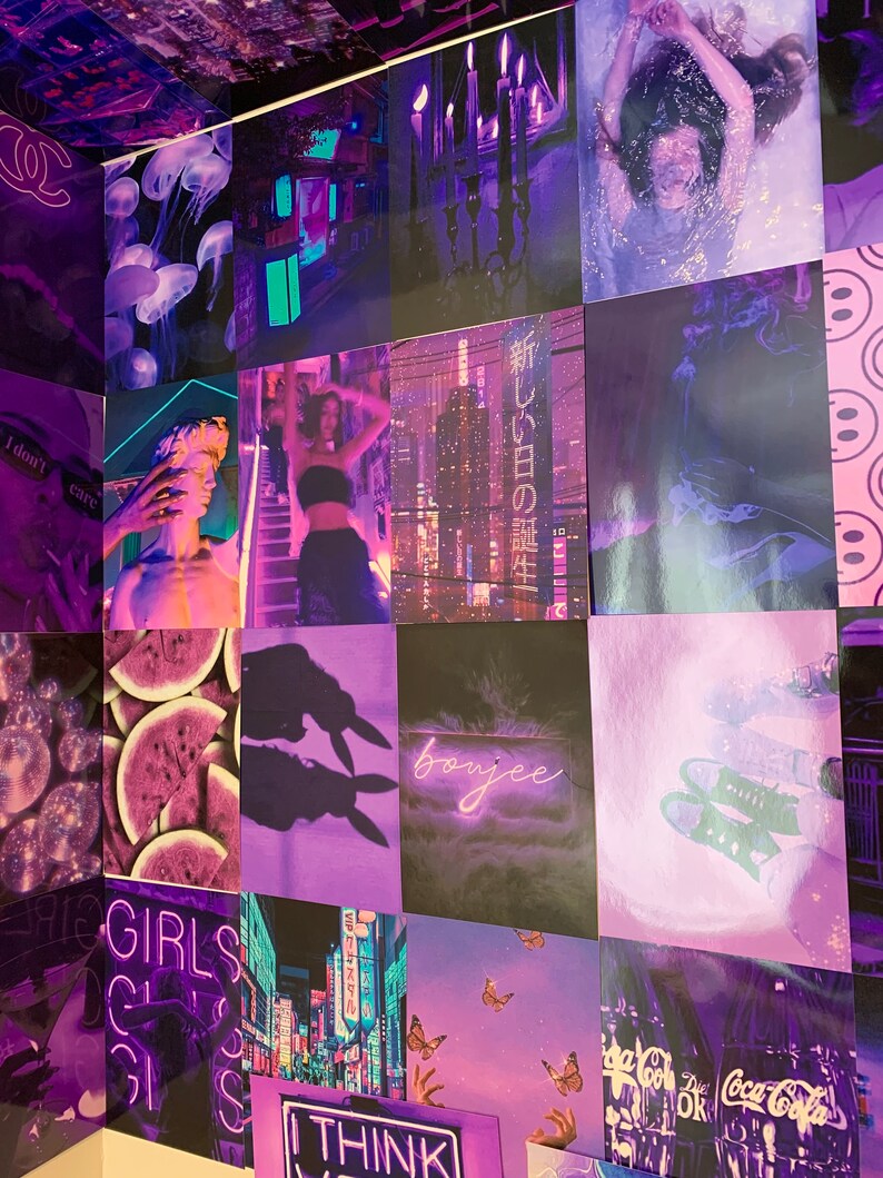 Wall Collage Kit Purple Neon Aesthetic Indie Room Decor - Etsy