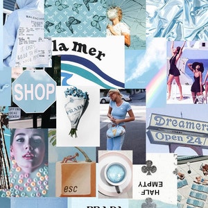 Pastel Blue VSCO Wall Collage Kit Digital Prints, Above Bed Decor ...