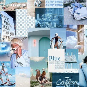 Pastel Blue VSCO Wall Collage Kit - Digital Prints, Above Bed Decor ...