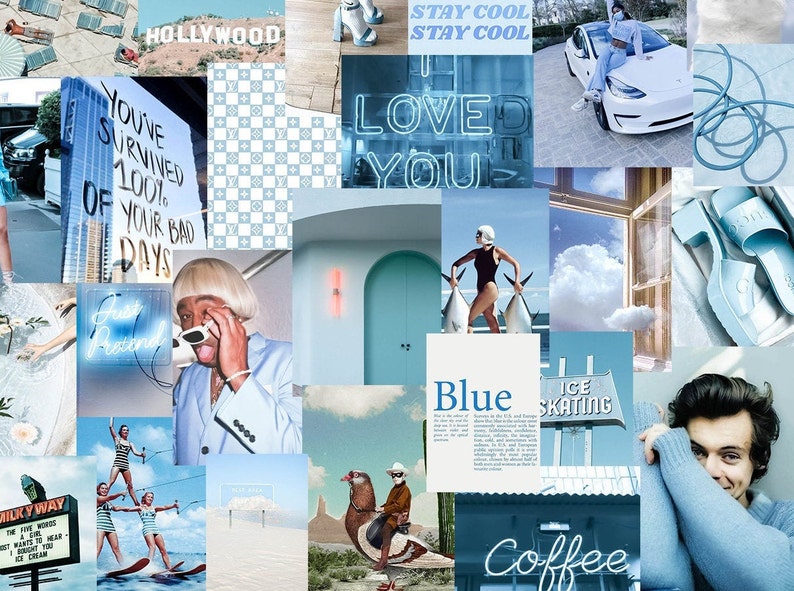 Blue Aesthetic Wall Collage Kit, Dorm Decor for College Girls ...