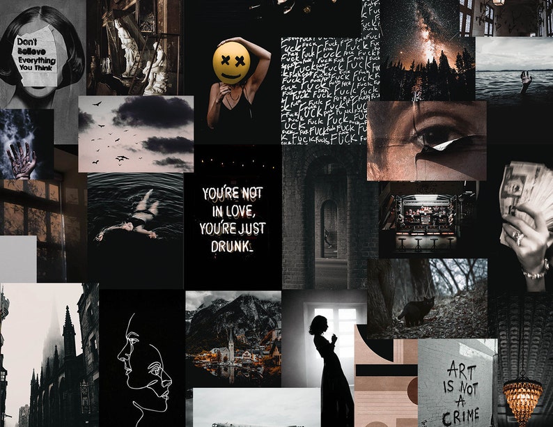Grunge Collage Kit Vsco Wall Collage Dark Photo Collage Dorm - Etsy