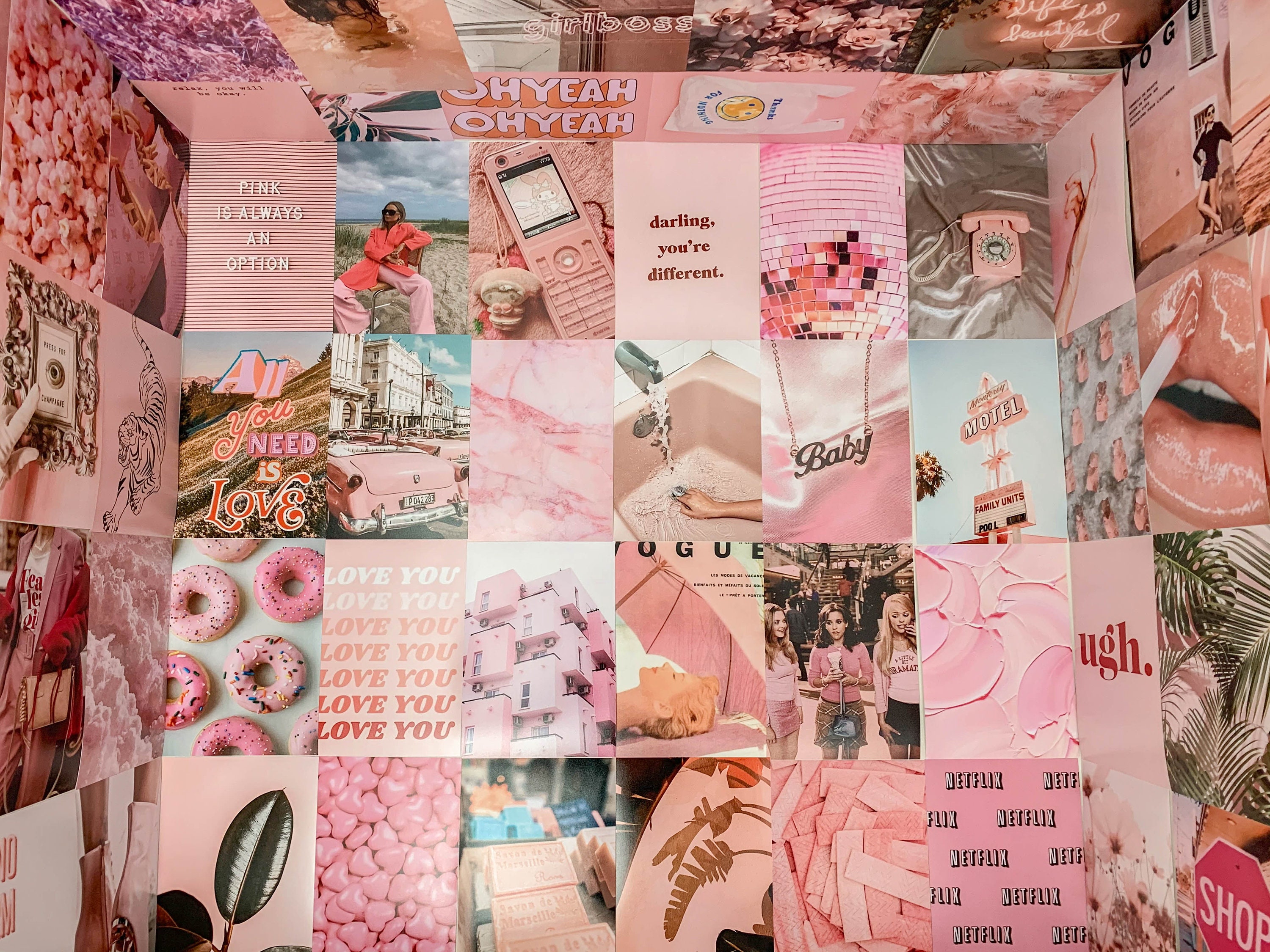 Pastel Wall Collage Kit - Digital Prints, Pink Aesthetic Posters, Above ...