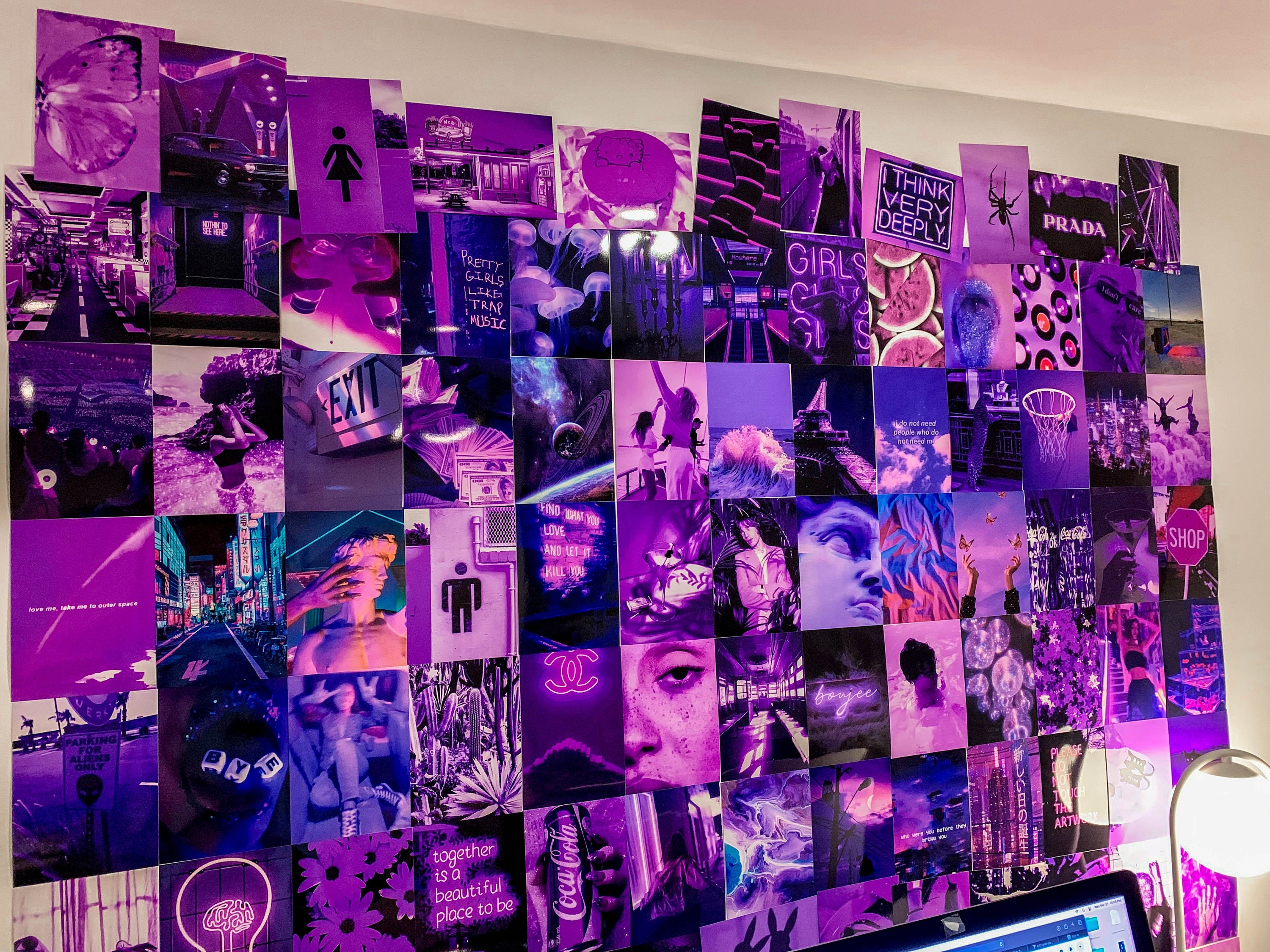 Neon Purple Wall Collage Kit, Dorm Collage Kit VSCO Collage, Room Decor ...
