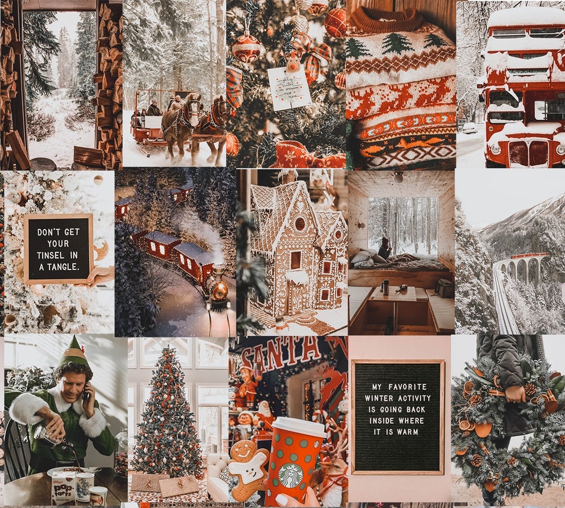 Christmas Wall Collage, Aesthetic Room Decor Christmas Aesthetic ...