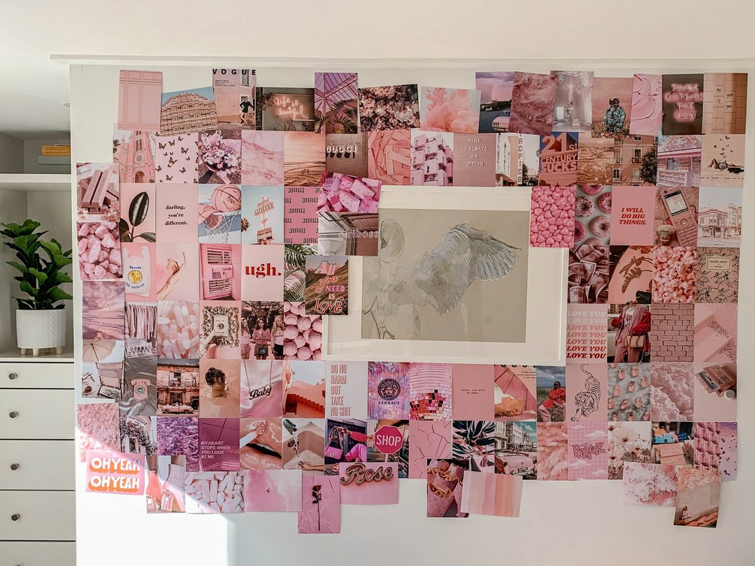 Pastel Wall Collage Kit - Digital Prints, Pink Aesthetic Posters, Above ...