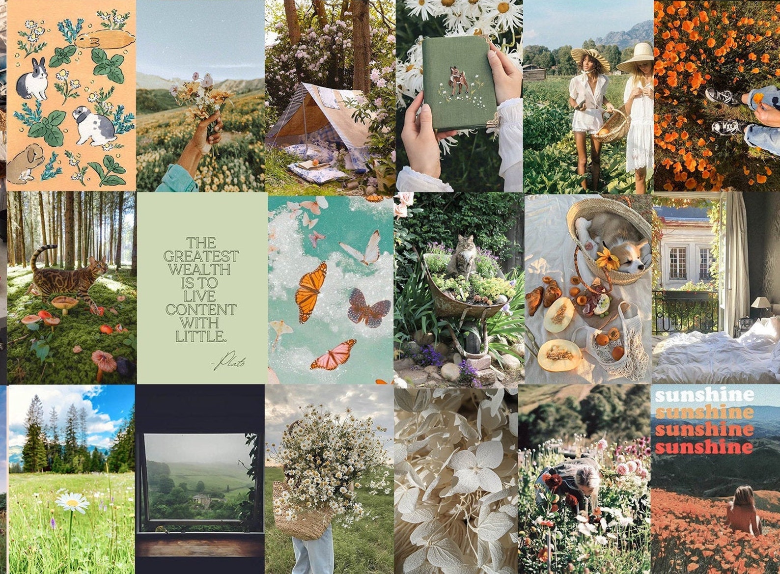 Cottagecore Wall Collage Kit Vintage Wall Collage Kit Boho - Etsy