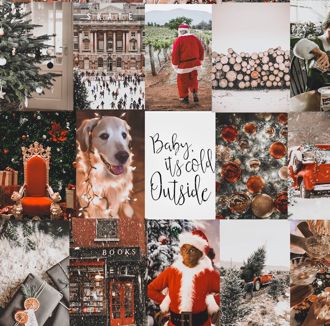 Christmas Wall Collage, Aesthetic Room Decor Christmas Aesthetic ...