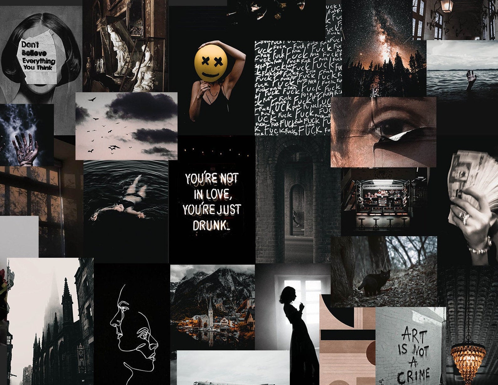 Dark Academia Decor Wall Collage Kit, Grunge Collage Kit Bedroom Decor ...