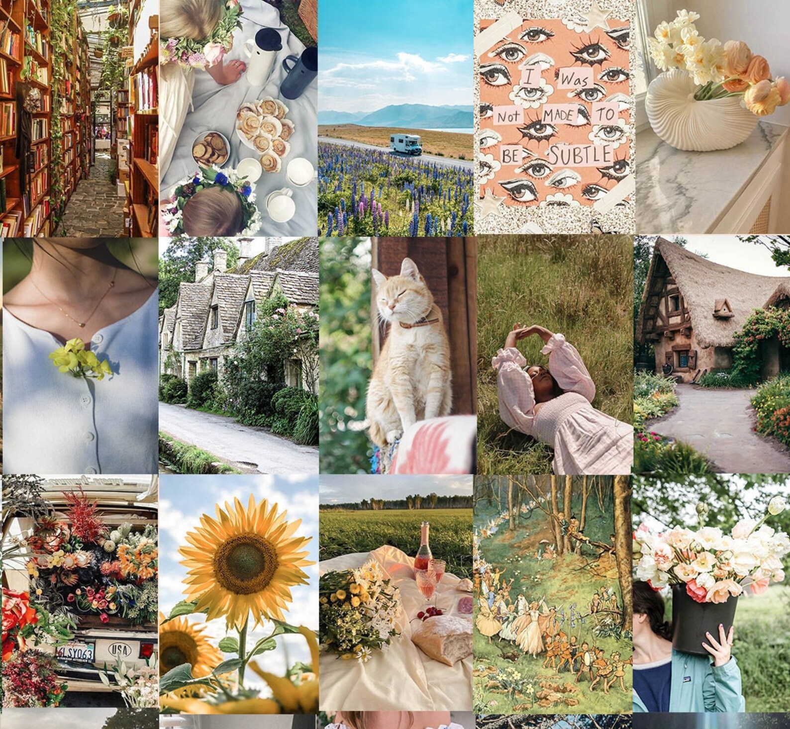 Cottagecore Wall Collage Kit, Photo Wall Collage Kit Digital Prints ...