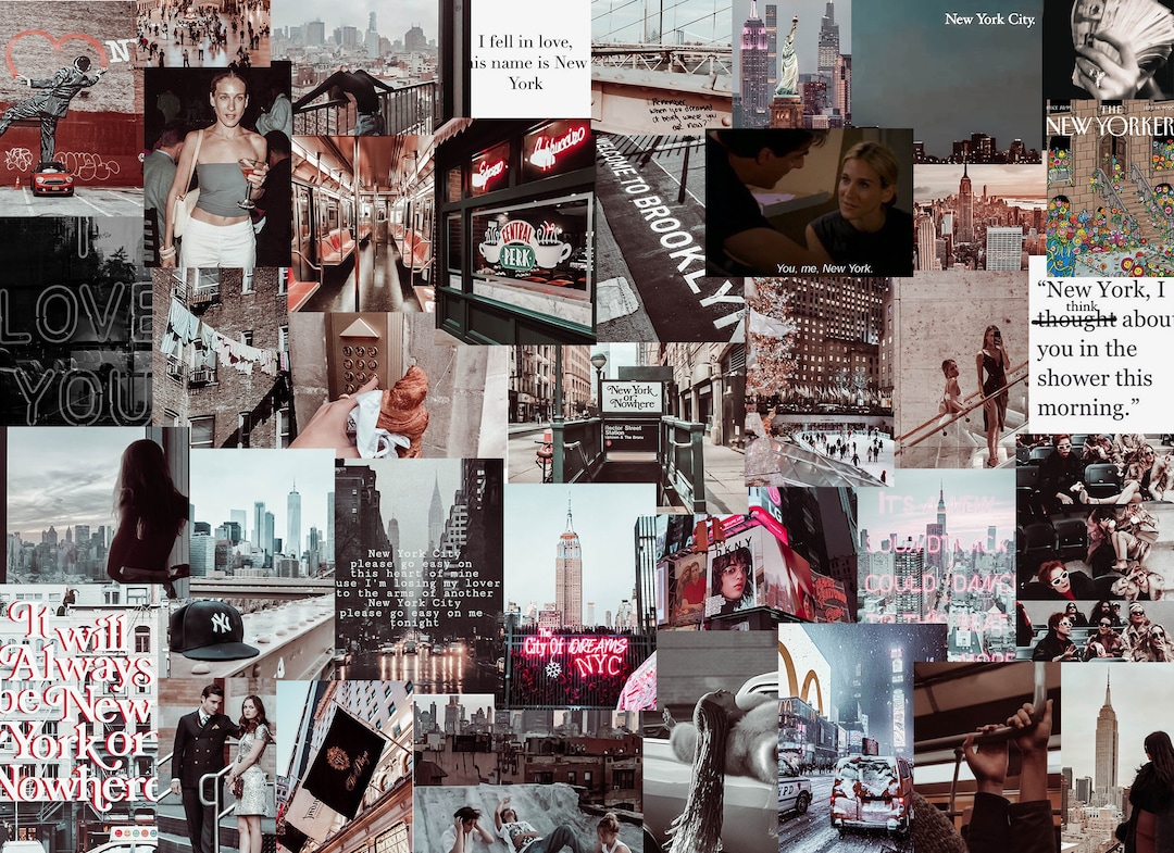 New York City Aesthetic Tumblr Room Decor Collage Kit, VSCO Wall ...