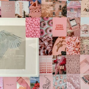 Pastel Wall Collage Kit - Digital Prints, Pink Aesthetic Posters, Above ...