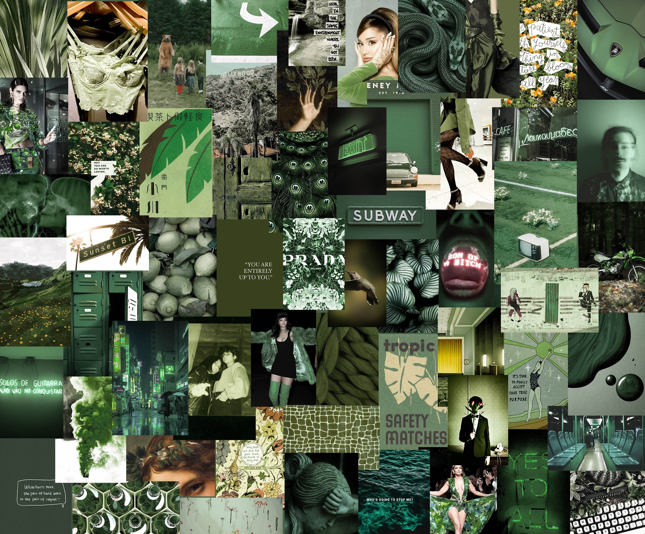Green Grunge Wall Collage Kit, Photo Collage Kit, Tezza Collage Kit ...