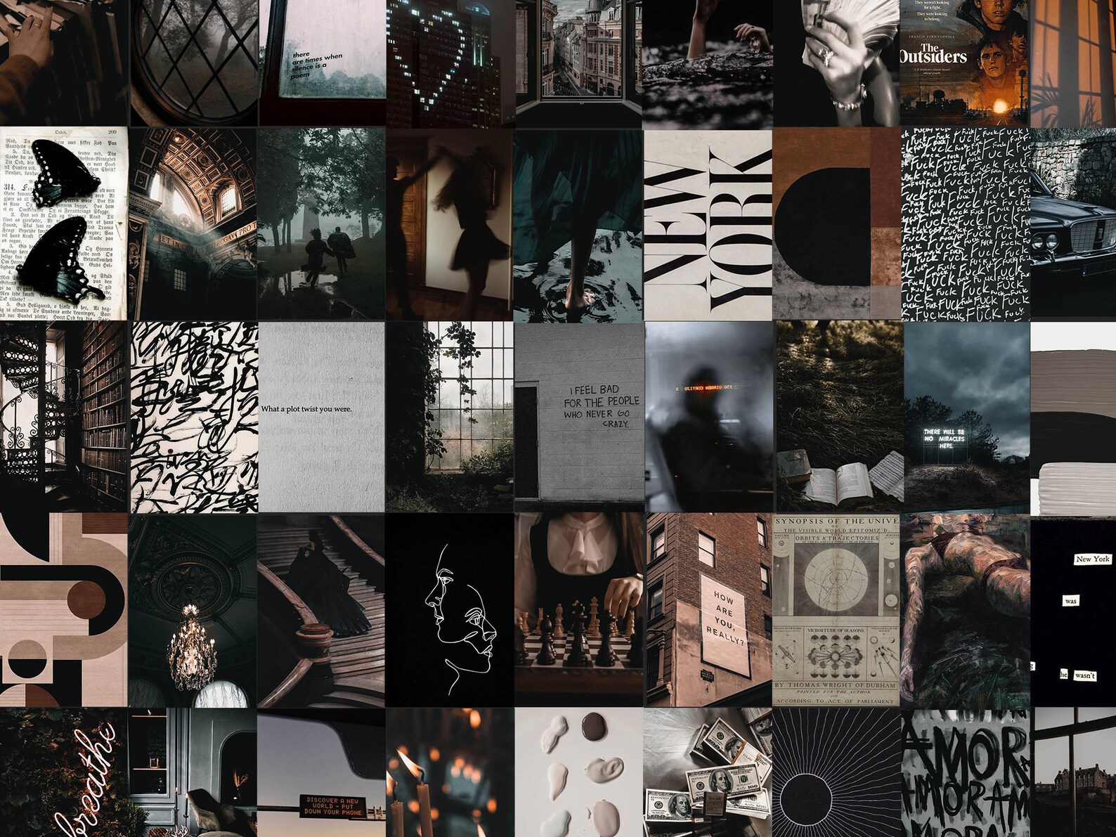 Dark Academia Decor Wall Collage Kit, Grunge Collage Kit Bedroom Decor ...