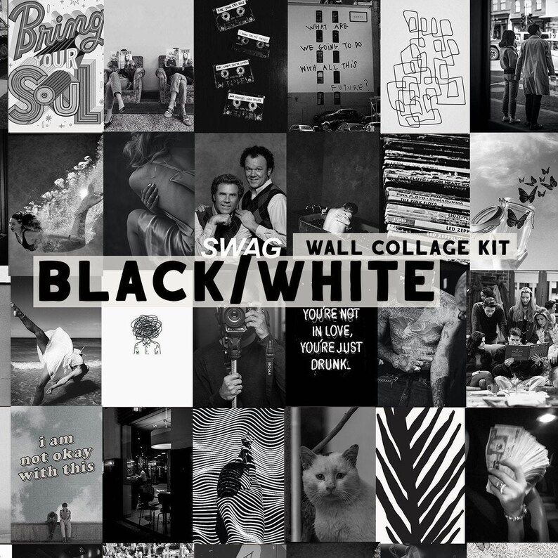 Black and White Wall Collage Kit Grunge Collage Kit Wall - Etsy Canada