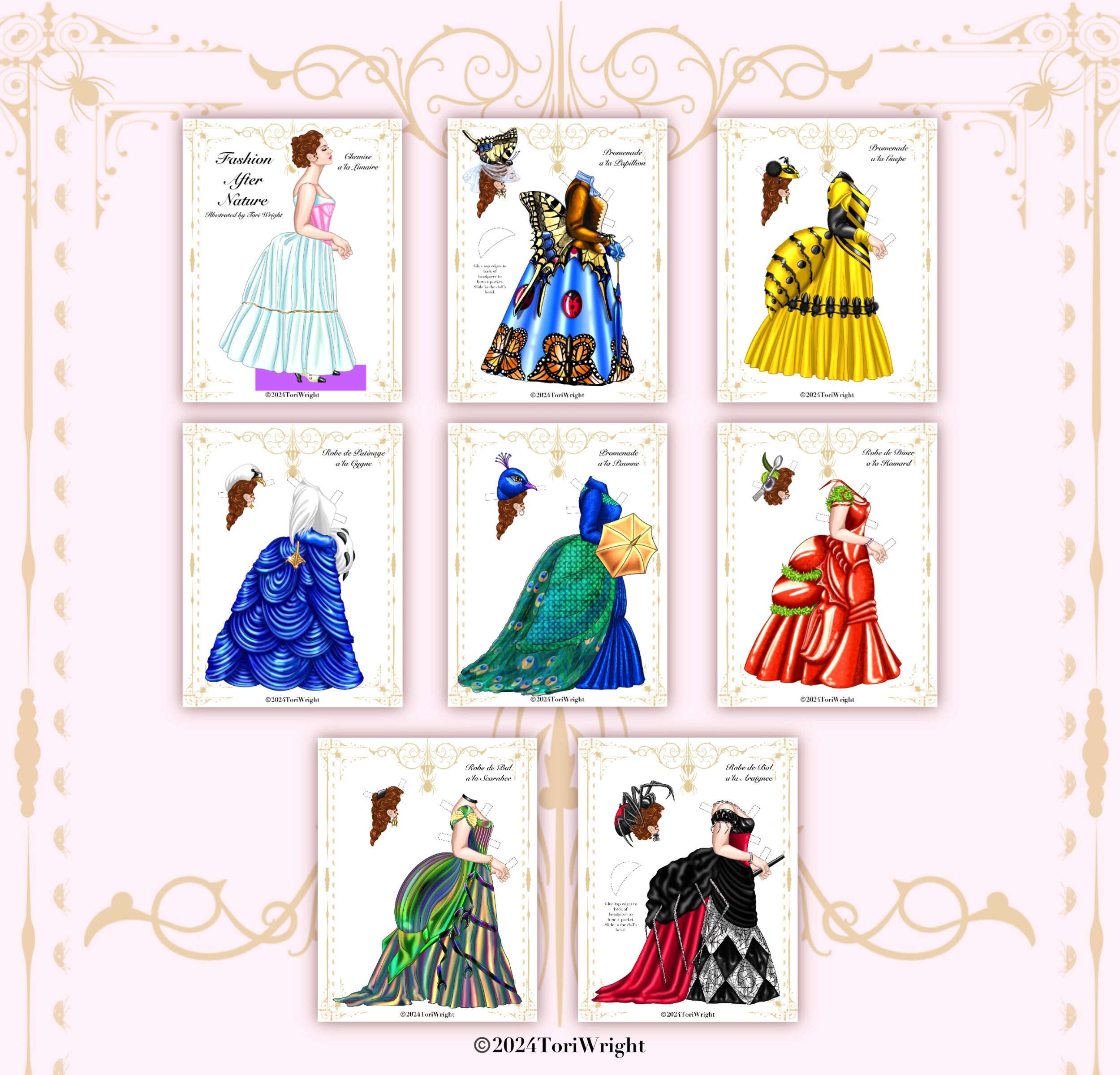 Paper Doll Victorian Bug Fashion Nature Digital - Etsy