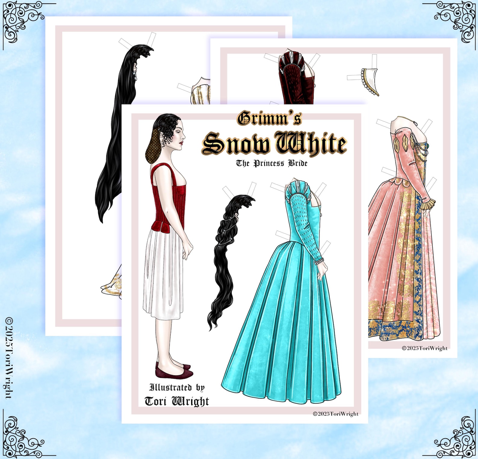 Snow White Paper Doll, Printable Doll, Tudor Paper Doll, Elizabethan ...