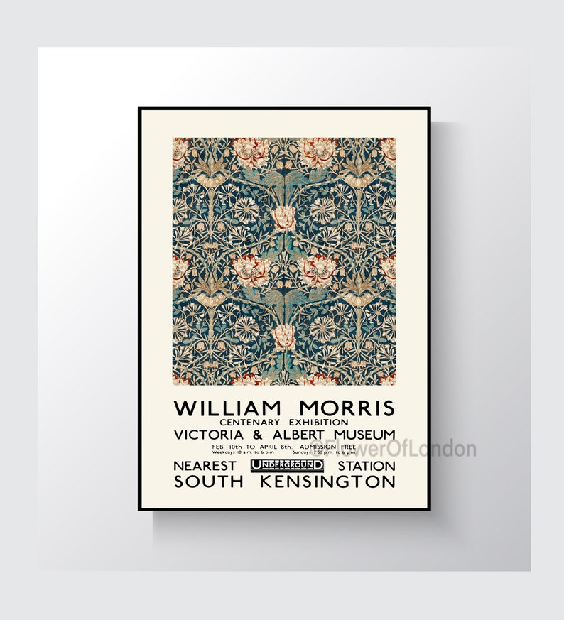 William Morris Print, William Morris Poster Vintage Honeysuckle ...