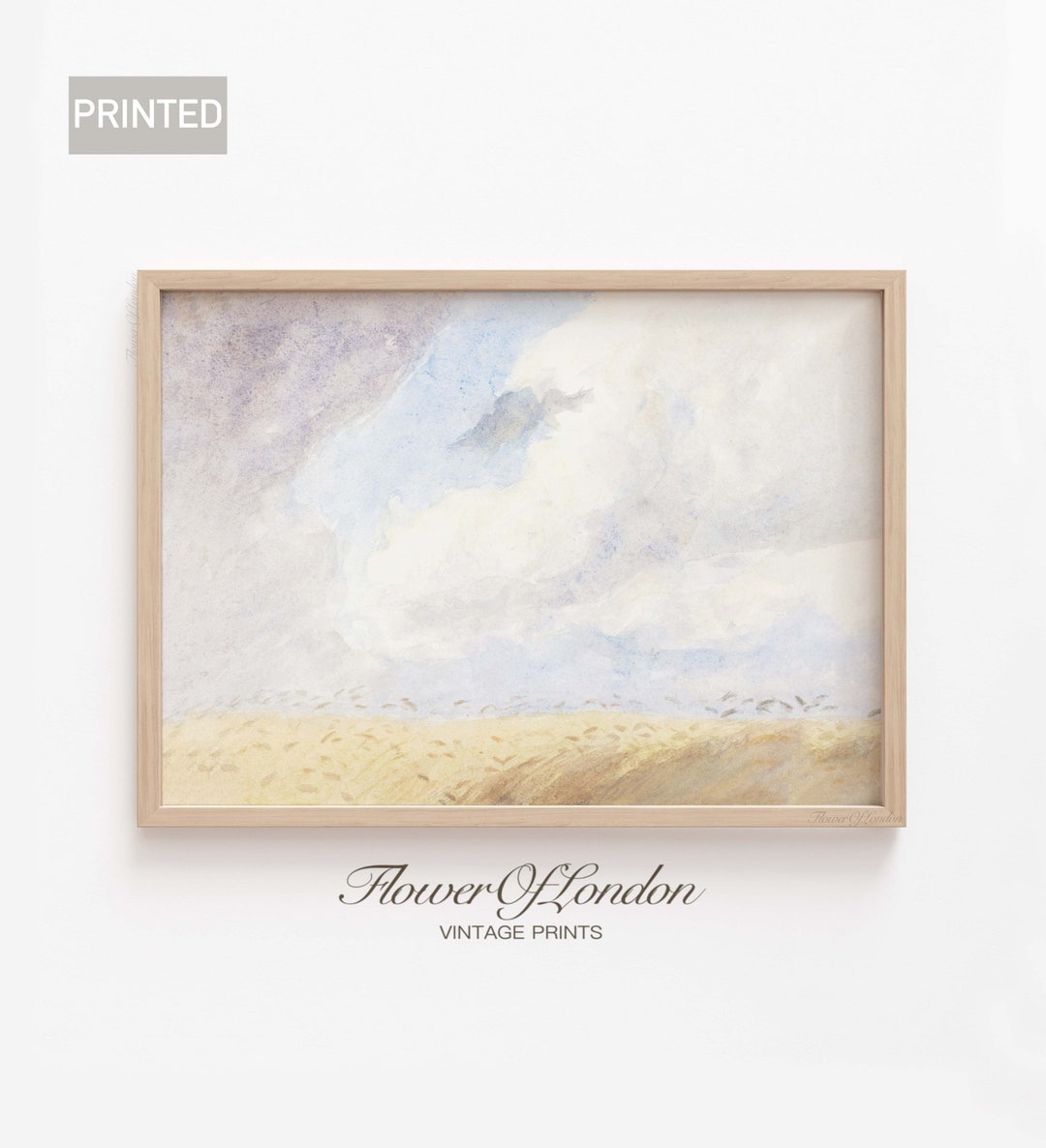 Wheat Field Road Print, Vintage Farmhouse Watercolour Drawing ...