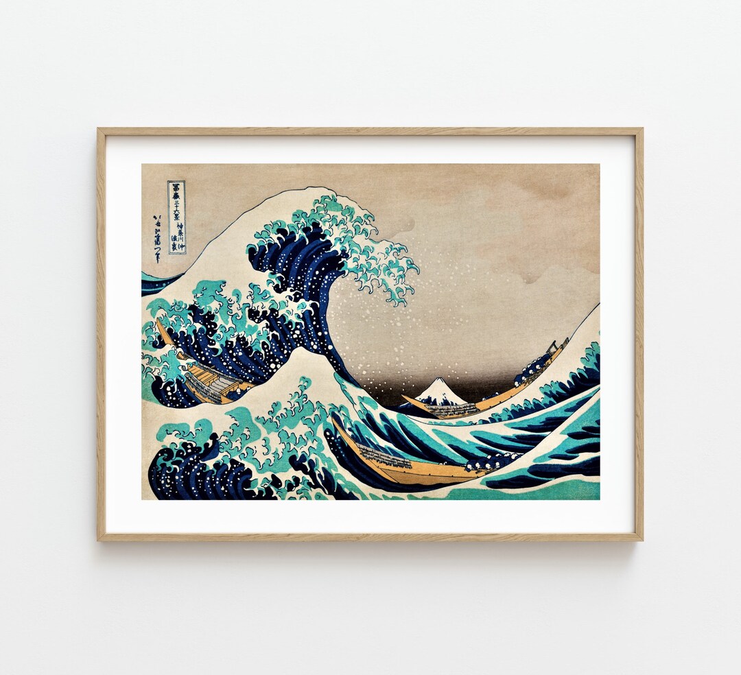 Hokusai the Great Wave Print, Vintage Coastal Seascape Oil Painting ...